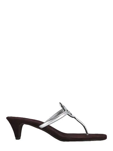 Tory Burch Miller Square Toe Sandal In Metallic Silver And Chocolate - Silver & Cocoa