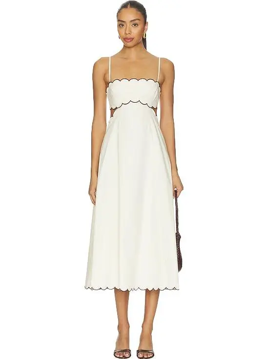 Tularosa Samara Midi Dress - Ivory & Dark Brown