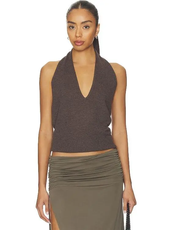 ST. AGNI Fine Merino Halter Top - Mulch