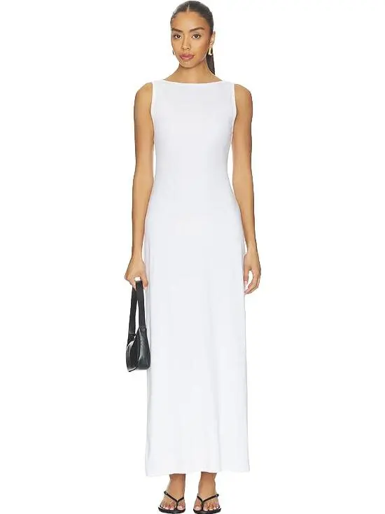 LESET Boatneck Maxi Dress - White