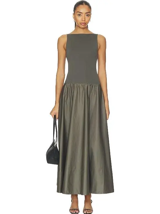 ST. AGNI Backless Circle Hem Dress - Khaki