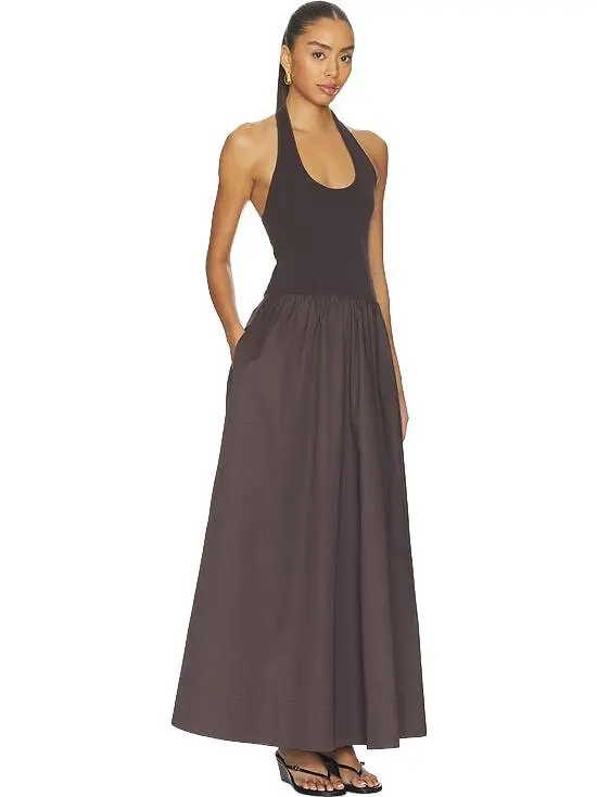 ST. AGNI Halter Gathered Dress - Chocolate Plum