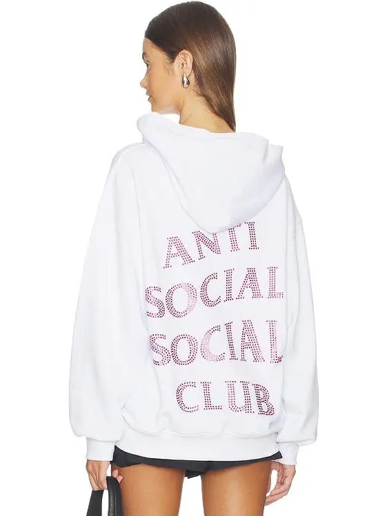 ANTI SOCIAL SOCIAL CLUB Rhinestone Hoodie - White & Pink