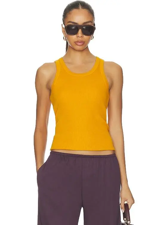 Vince Ribbed Scoop Neck Tank - Clementine