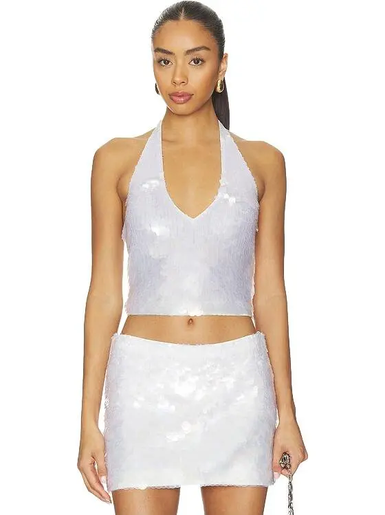 LESLIE AMON Angel Halter Top - White