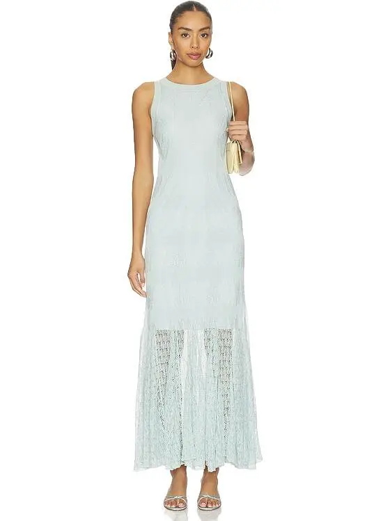 Prabal Gurung Pointelle Slip Maxi Trumpet Dress - Light Blue