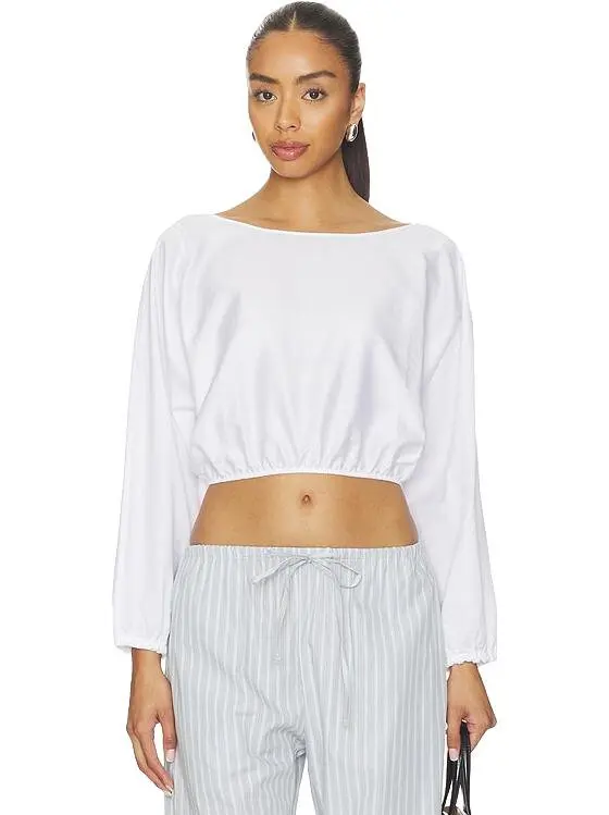 LESET Yoko Long Sleeve Blouson Top - White