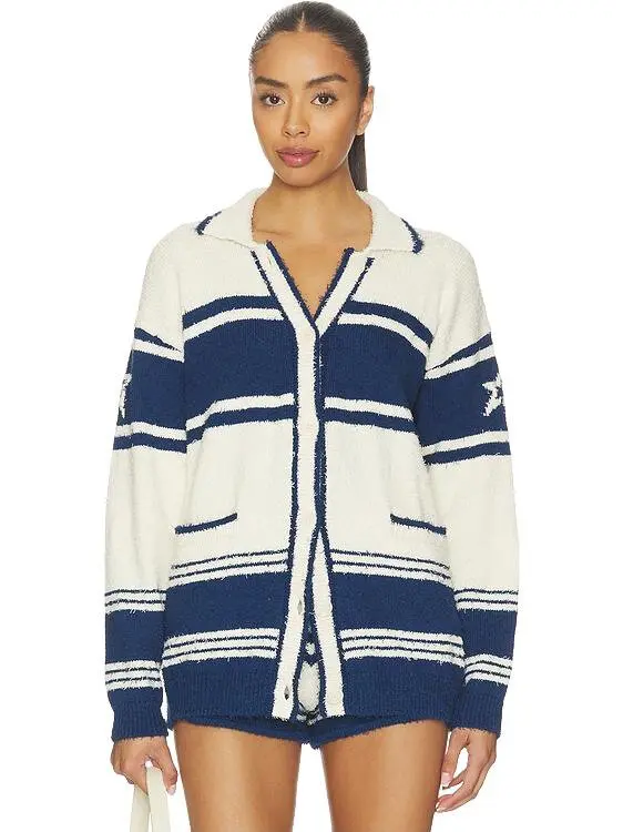 Perfect Moment Schild Knit Cardigan - White & Navy