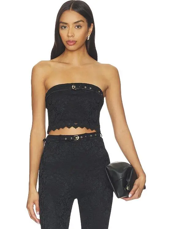 AFRM Silken Lace Cropped Tube Top - Noir