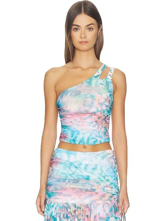 AFRM Phineas One-shoulder Top - Pastel Animal