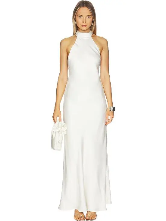 RUNAWAY THE LABEL Arabelle High Neck Maxi Dress - Pearl