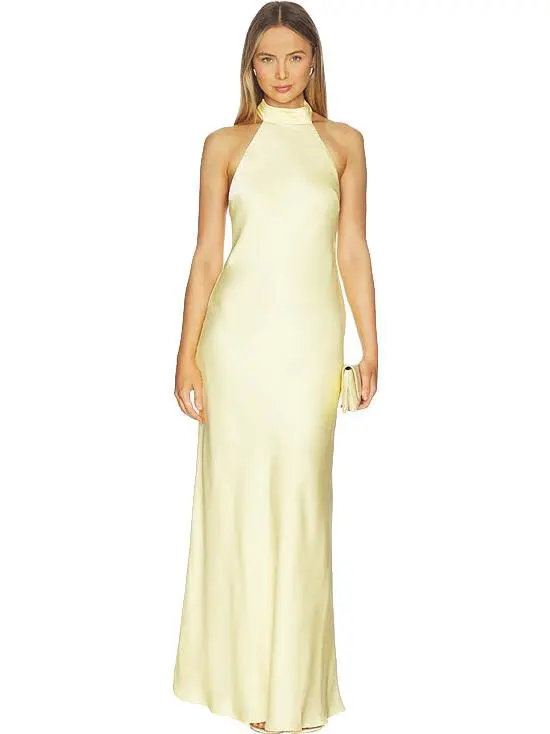 RUNAWAY THE LABEL Arabelle High Neck Maxi Dress - Buttermilk