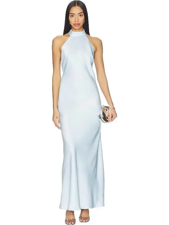 RUNAWAY THE LABEL Arabelle High Neck Maxi Dress - Sky Blue