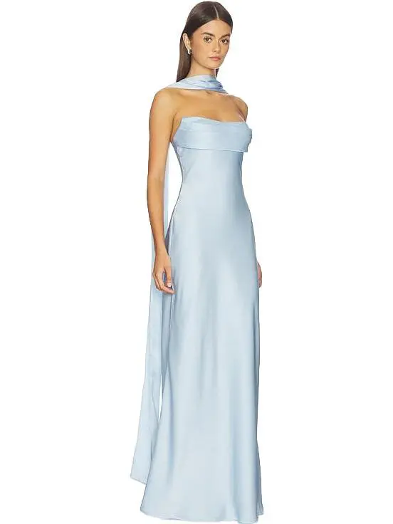 RUNAWAY THE LABEL Madeleine Strapless Maxi Dress - Sky Blue