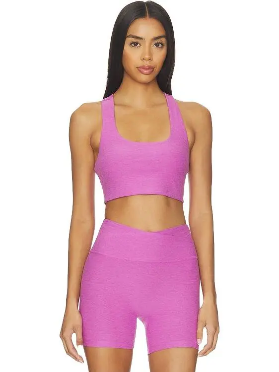 Beyond Yoga Spacedye Simplicity Bra In Purple - Fun Fuchsia Heather
