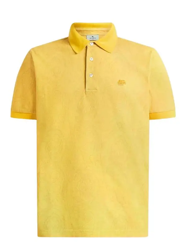 Etro Arnica-motif Cotton Polo Shirt - Yellow