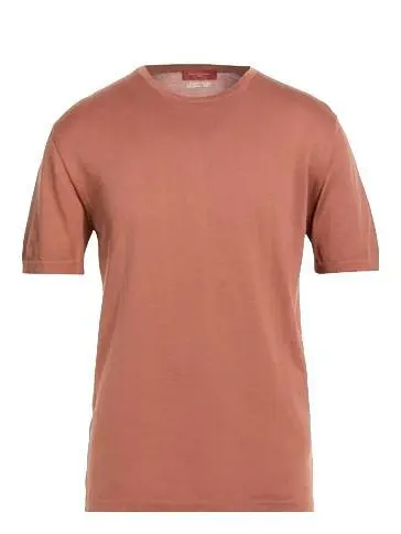 DANIELE FIESOLI Tan Cotton Crewneck Short Sleeve Sweater - Brown