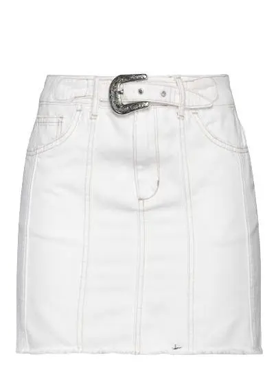 Liu Jo Cotton Denim Skirt With Fringed Hem - White
