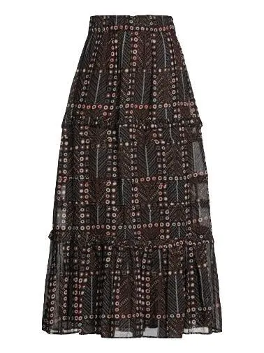 MARANT ETOILE Multicolor Ruffled Organic Cotton Midi Skirt - Black