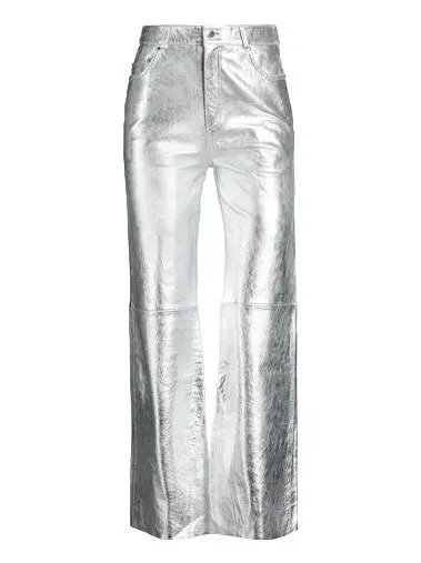 Maje Sheepskin Leather Bootcut Pants - Silver