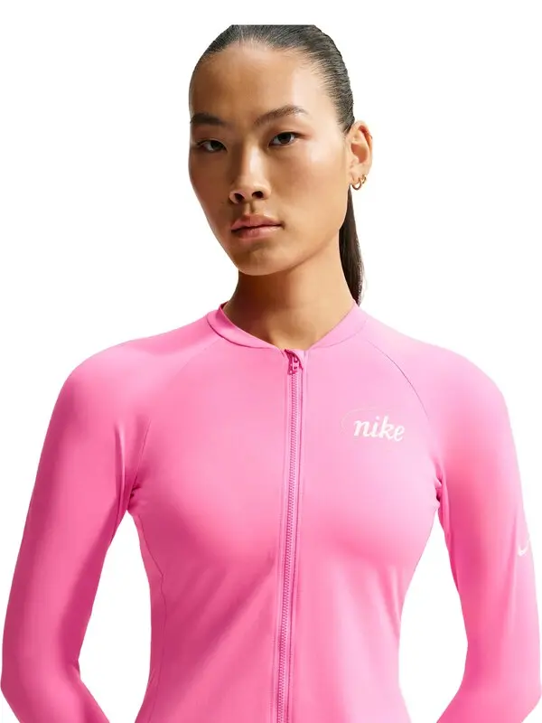Nike Hydroguard Dri-fit Uv Long Sleeve Zip Top - Pink