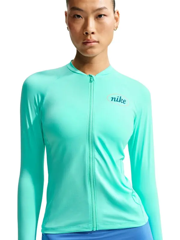 Nike Hydroguard Dri-fit Uv Long Sleeve Zip Top - Green