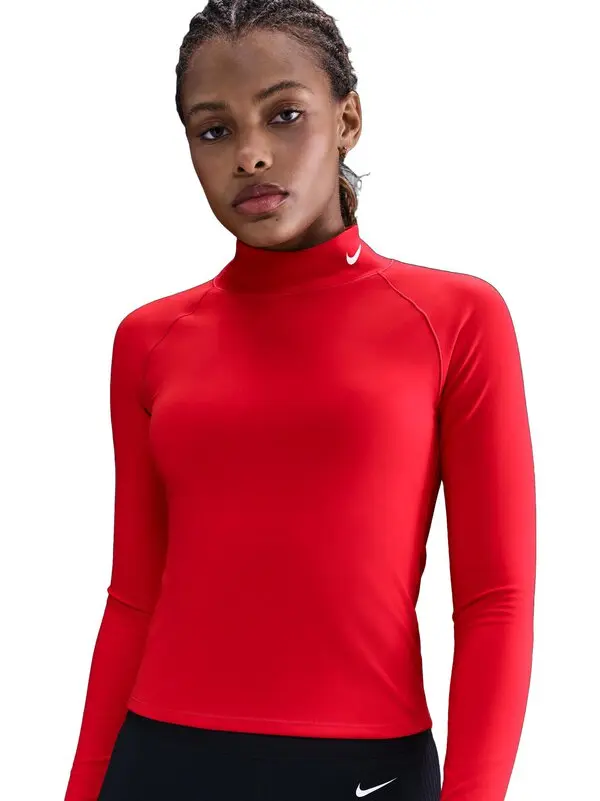 Nike Pro Dri-fit Long-sleeve Mock-neck Top - Red