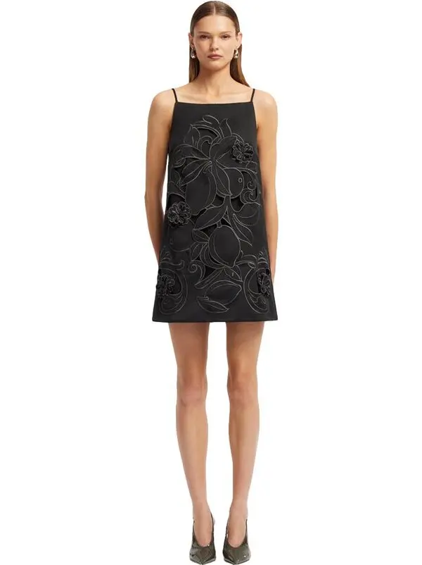 LEO LIN Leia Appliqué Mini Dress - Ebony