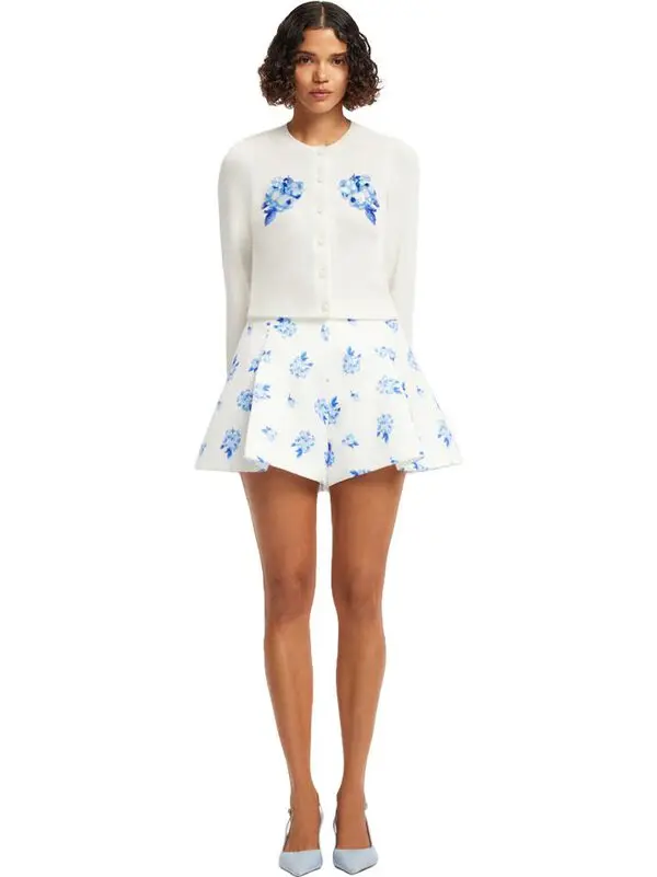 LEO LIN Abby Shorts - Ditsy Floral Print In Snow