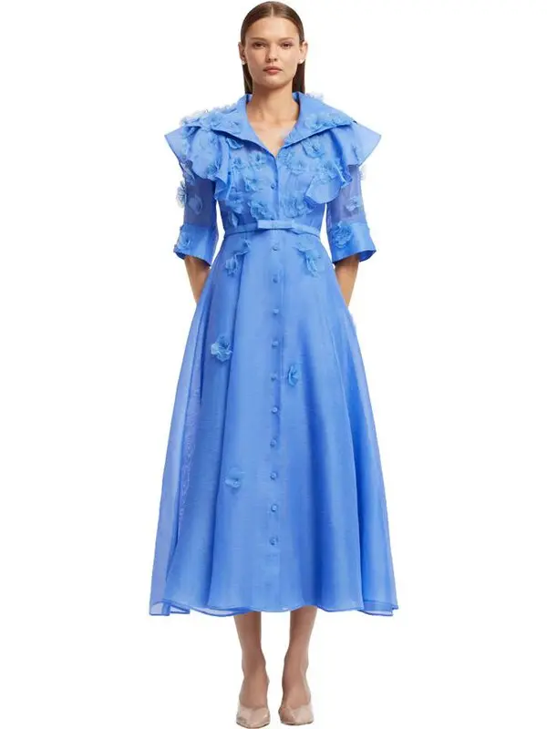 LEO LIN Anya Petal Midi Dress - Azure