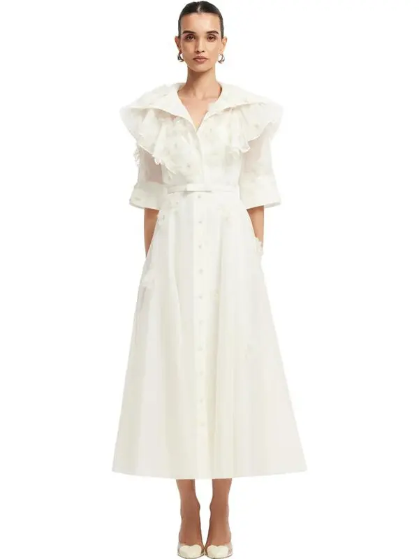 LEO LIN Anya Petal Midi Dress - Snow