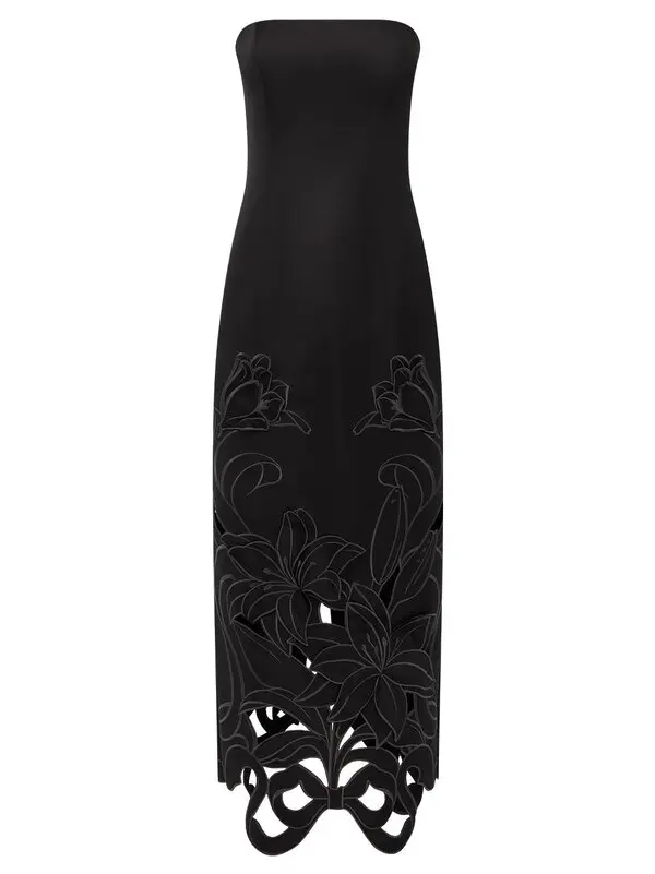 LEO LIN Rayna Appliqué Bustier Maxi Dress - Ebony