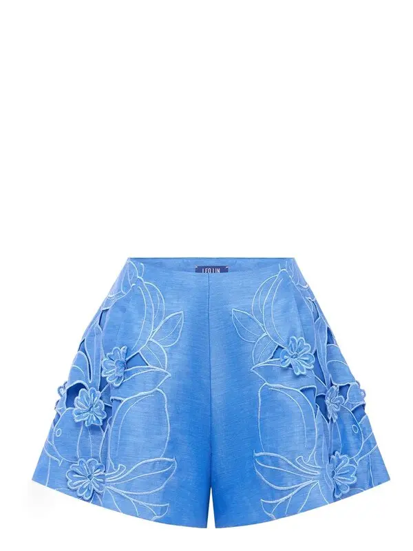 LEO LIN Abby Appliqué Shorts - Azure