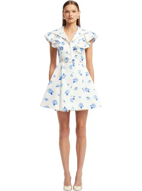 LEO LIN Isla Mini Dress With Floral Print - Ditsy Floral Print In Snow