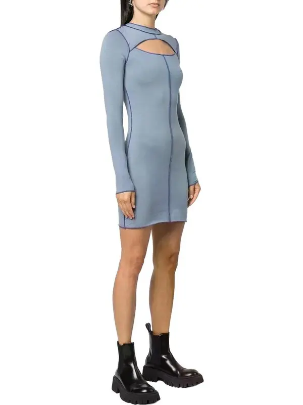 DIESEL® Steel Cotton Blend Cut-out Mini Dress - Blue