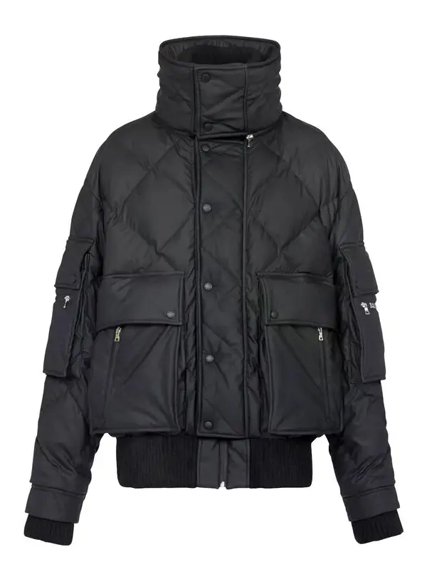 Balmain Zip-up Padded Jacket With Embroidered Logo - Black