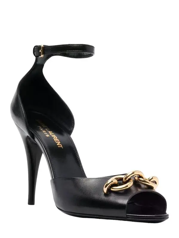 Saint Laurent Chain-strap Leather Sandals - Black
