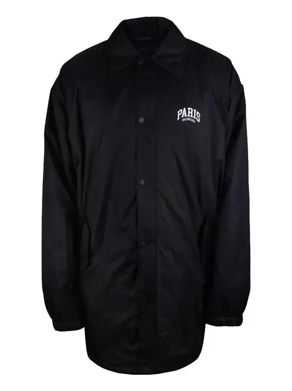 Balenciaga Logo Print Shirt Jacket - Black