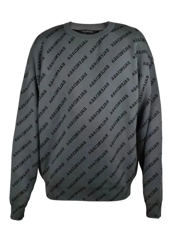 Balenciaga Logo-print Crew Neck Jumper - Grey