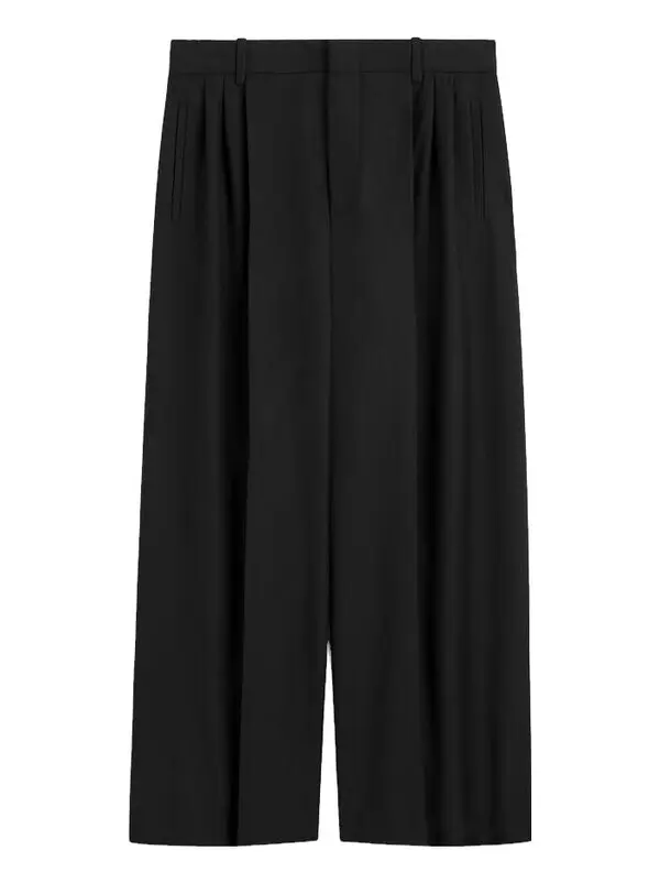 Cos Pleated Relaxed-fit Wool Pants - Black