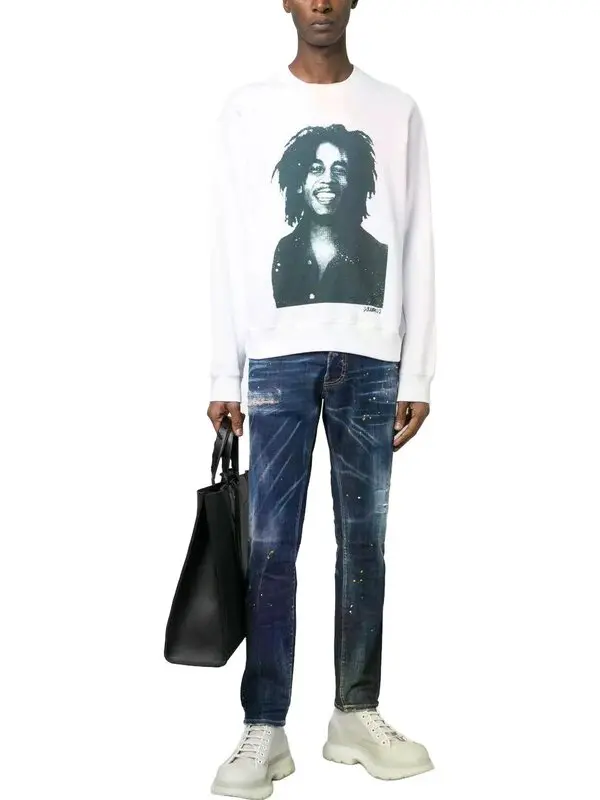 Dsquared2 Paint-splatter Slim-cut Jeans - Blue