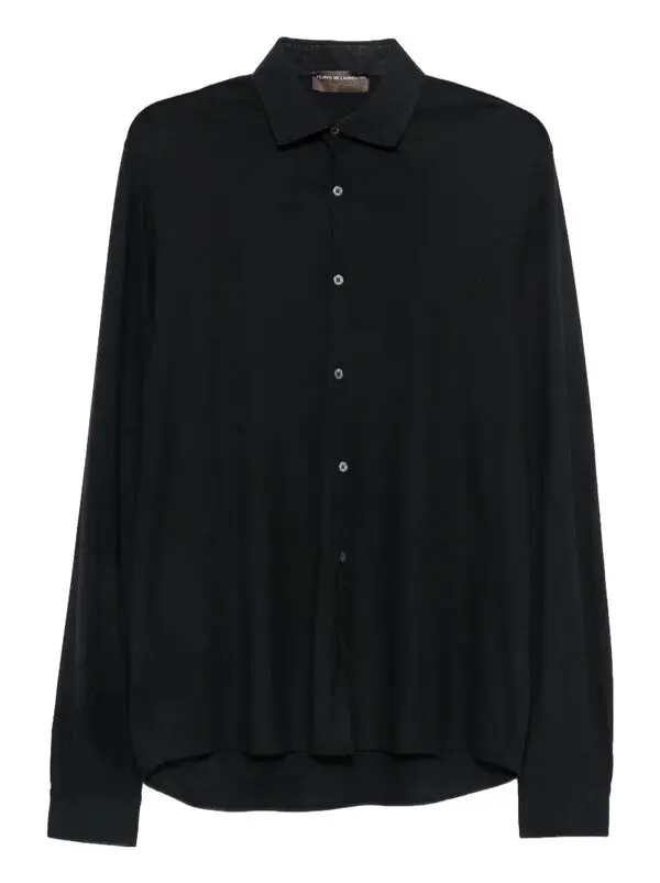 FILIPPO DE LAURENTIIS Button-fastening Curved-hem Shirt - Blue