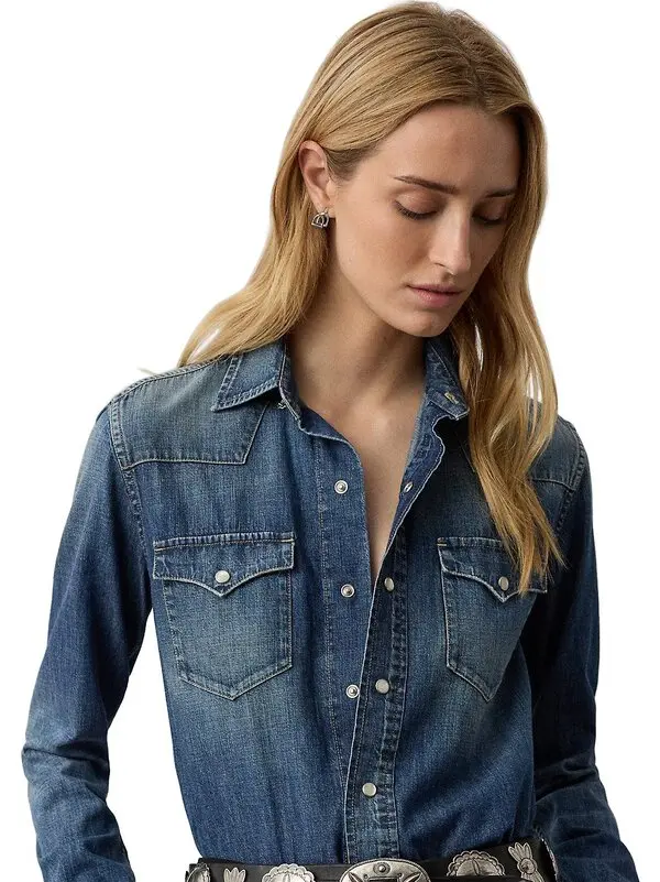 Ralph Lauren Payson Cotton Denim Western Shirt - Blue Ridge Breeze Wash