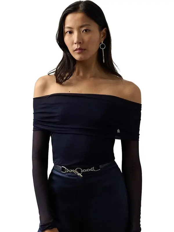 Ralph Lauren Noreen Jersey Off-the-shoulder Top - Icon Navy