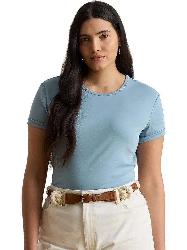 Ralph Lauren Stretch Cotton Embroidered Monogram T-shirt - Blue Note