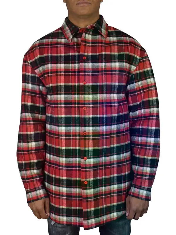 Balenciaga Checked Padded Shirt - Red