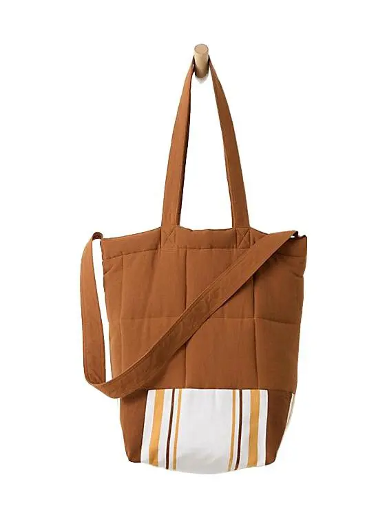 Free People Positano Pool Club Quilted Tote Bag - Brown Stripe