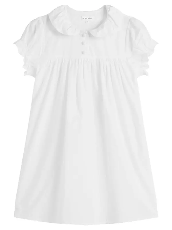 MY MUM MADE IT Esme Shift Dress Pima Cotton With Button Details - White