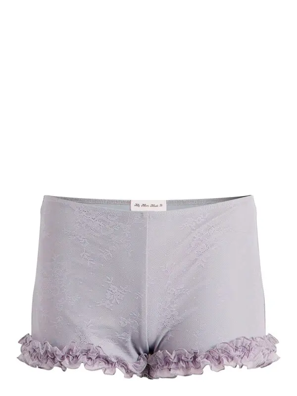 MY MUM MADE IT Lace Overlay Ruffled Micro Shorts - Wisteria