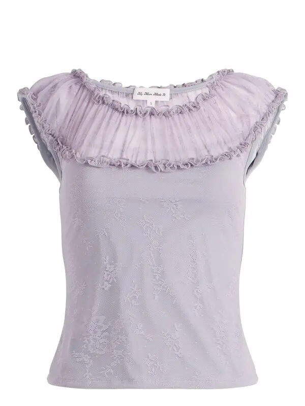 MY MUM MADE IT Ruffled Lace Neckline Top - Wisteria